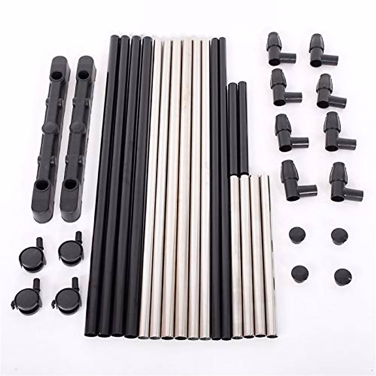 Vasitelan Standard 2 Double Rod Clothing Metal Garment Rack for Hanging Clothes, Rolling Clothes Organizer on Lockable Wheels Mobile (Style 2)