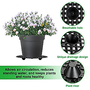 LISHINE 12 Pieces 12 Inch Plant Riser for Pots Indoor, Heavy Duty Plant Stands, Plant Level Pot Elevator for Indoor Outdoor Garden Flower, Patio & Deck Floor Protector