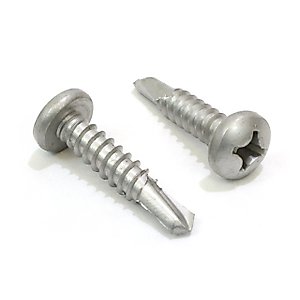 Bolt Dropper 10 x 1 Self Tapping Stainless Steel Metal Screw, (100 Set) Phillips Pan Head Self Drilling, 410 SS, Corrosion Resistant Choose Size