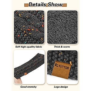 KUTTOR 2 Pack Fuzzy Fleece Headband Fleece Lined Ear Warmer Knit Thick Warm Headwraps Cable Knit Headband