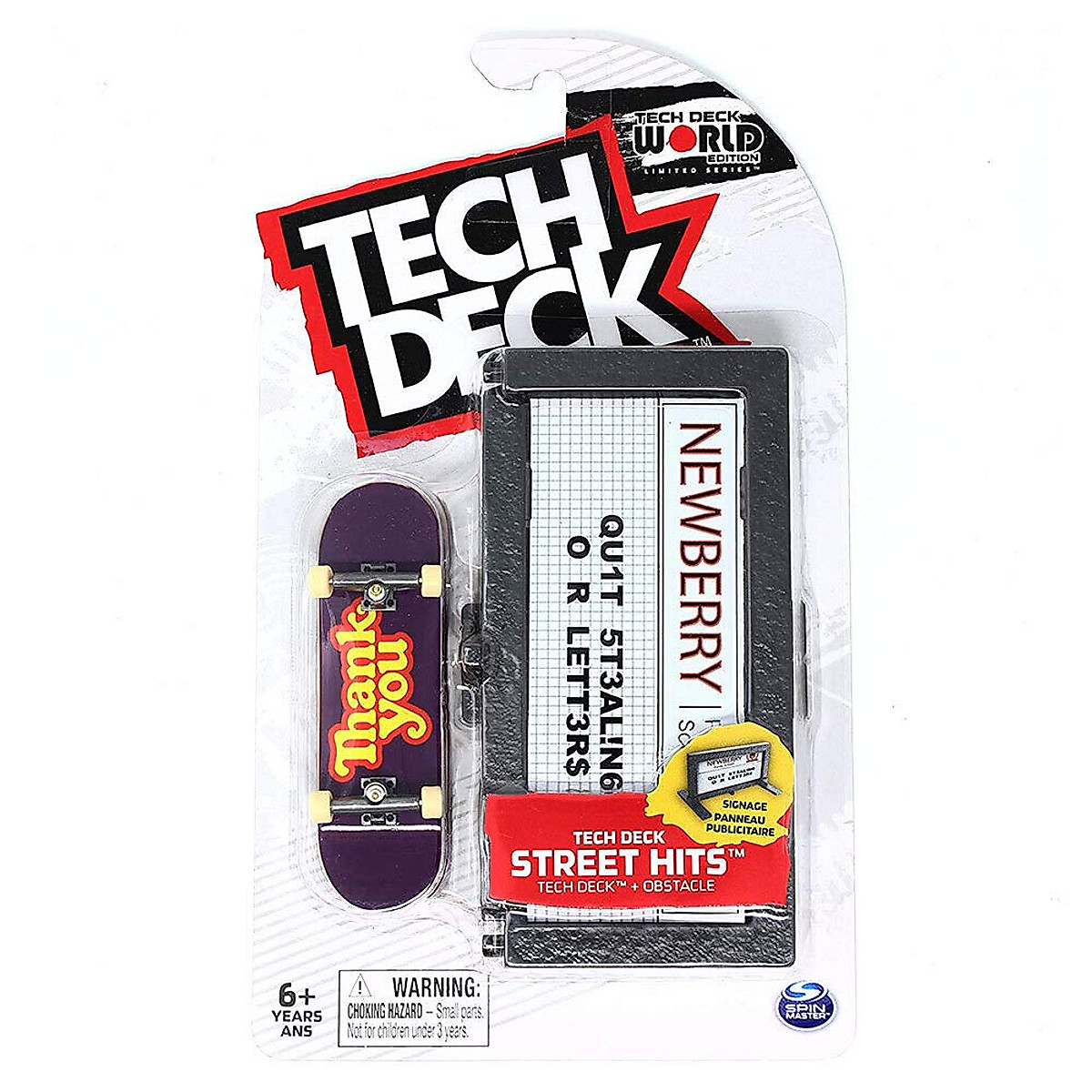 TECH DECK Street Hits World Edition Limited Series Thank You Skateboards Logo Fingerboard & Signage Obstacle