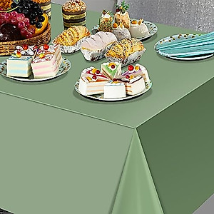 3Pack Sage Green Plastic Tablecloths for Rectangle Tables, Light Green Disposable Tablecloth, Waterproof Sage Green Table Cover for Birthday Bridal Wedding Baby Shower Party Decorations, 54 X 108Inch