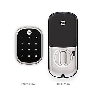 Yale | LiftMaster Smart Lock with Touchscreen Deadbolt- Works with myQ App & Key by Amazon in-Garage Delivery when paired with Smart Garage Hub (sold separately), Satin Nickel