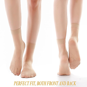 12 Pack Women's Ankle Nylon Silky Socks, High Sheer Stockings for Women, Girls, Office, Home Medium