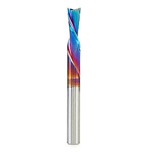 Amana Tool 46202-K Solid Carbide Spiral Plunge Router Bit Down Cut 1/4 Dia x 3/4 x 1/4 Inch Shank, Spektra Extreme Tool Life Coated