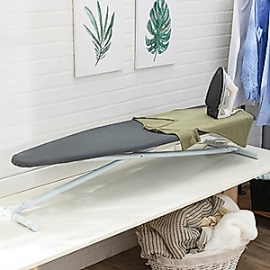 Ironing Board Full Size; Made in USA by Seymour Home Products (Solid Grey) Bundle Includes Cover + Pad | Iron Board w/Steel T-Legs Adjustable Tabletop up to 35" High; Perforated Top for Steam Flow