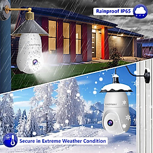 Kadymay 2K Light Bulb Security Camera, 2.4G WiFi 360° Screw in E27 Light Socket Camera Lightbulb Outdoor/Indoor, Smart 2-Way Audio Light Bulb Camera with Motion Detection and Auto Tracking