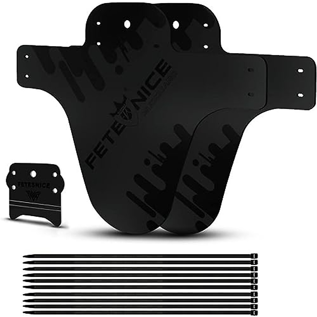 FETESNICE 2 Pcs Mountian Bike Fender,MTB Mudguard,Front and Rear Bicycle Fender,Fits 26", 27.5", 33", Plus Size and Fat Bike Wheel Sizes(Black)