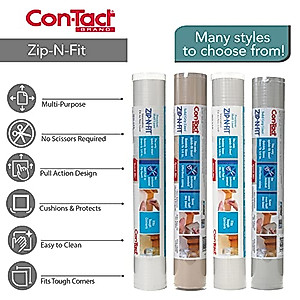 Con-Tact Brand Adhesive Zip-N-Fit Solid Grip Drawer and Shelf Non-Slip Liner, 18" x 4', Ribbed Clear, 6 Count