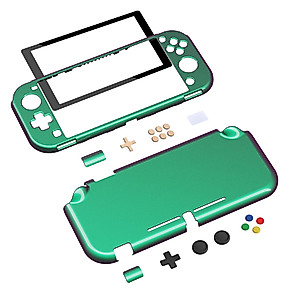 eXtremeRate PlayVital Glossy Chameleon Green Purple Protective Case for Nintendo Switch Lite, Hard Cover Protector for Nintendo Switch Lite - 1 x Black Border Tempered Glass Screen Protector Included