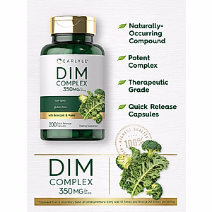 Carlyle DIM Supplement for Women & Men | 350mg | 200 Count | Vegetarian, Non-GMO & Gluten Free Complex