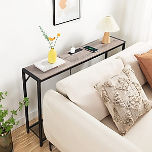 MAHANCRIS Sofa Table with Power Outlet, 43.7" Console Table with USB Ports, Behind Couch Table, Entryway Table for Living Room, Entryway, Foyer, Metal Frame, Adjustable Feet, Greige CTHG11E01Z1