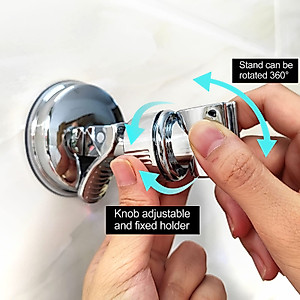 BlingKingdom 2pcs Adjustable Shower Head Holder Removable Suction Cup Shower Head Bracket No Drill Shower Head Bracket with Chrome Polished for Bathroom