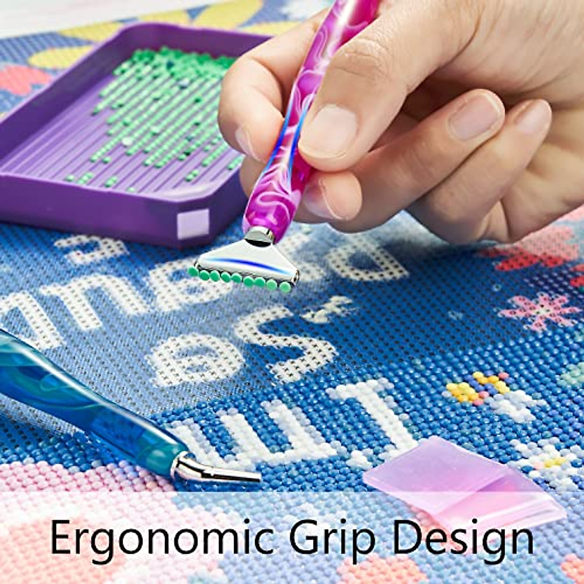 AOEUSLL 5d Diamond Painting Pen with Diamond Painting Trays, Diamond Painting Accessories, Diamond Pen, Diamond Art Pens, Diamond Art Accessories and Tools (24pcs)