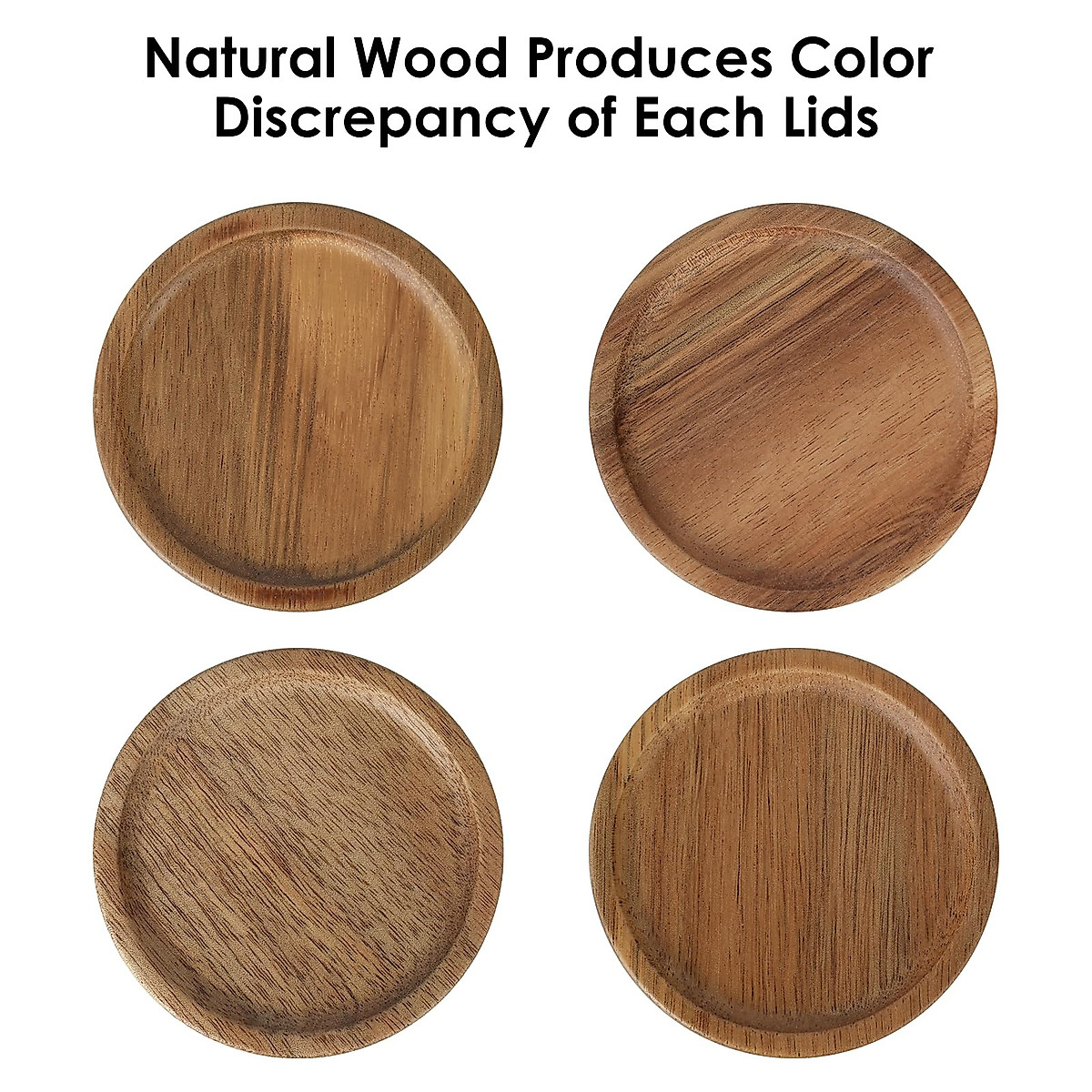 6 Pack Regular Mouth Lids for Mason Jars, Reusable Wooden Storage Lids with Silicone Seal for Regular Mouth Jars