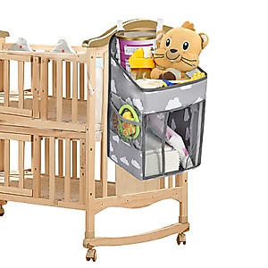 Hanging Organizer for baby Diaper Changing Table & Crib-Multiple Pockets-Diaper Holder for Newborn Baby Boy & Girl- 20x5.12x26 inches, Grey, BH1052