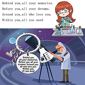 FEELMEM Biology Chemistry Keychain Future Chemist Gift Behind You All Your Memories Science Tech Keychain Graduation Gift