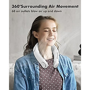 Portable Neck Fan, Personal Neck Fan Hands Free Bladeless Fan, 4000mAh Battery Operated Wearable Fan, 3 Speed, 360 Degree Cooling, Leafless, USB Rechargeable Fan