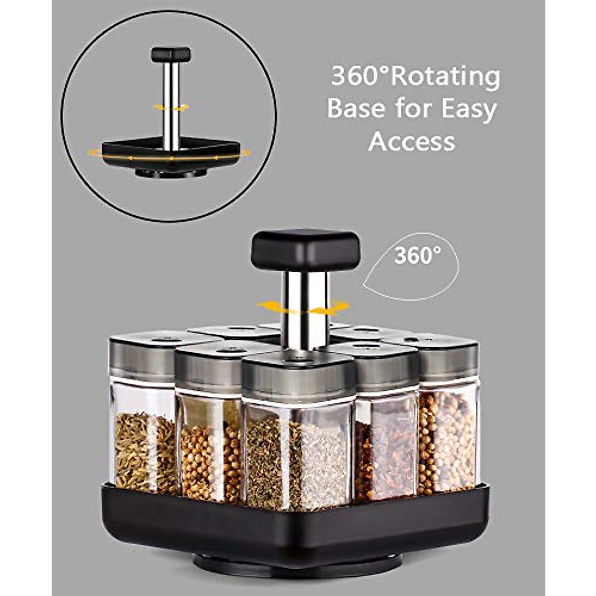 Revolving Spice Rack Organizer Caddy, Rotating Spice Storage for Cabinet and Kitchen, 8 Jar Herb and Spice Countertop Spice Rack(Spices Not Included)