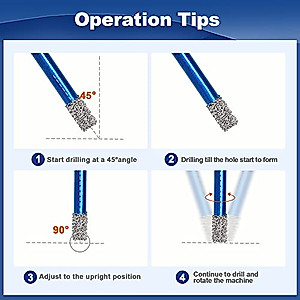 Diamond Core Drill Bit Set for Porcelain Tile Ceramic Marble Granite Drilling,BRSCHNITT 9pcs Vacuum Brazed Diamond Hole Saw with 5/8-11 Thread （1/4" 3/8" 4/5" 1-3/8" 2" 2-1/2"）