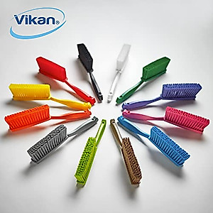 Vikan 45873 Bench Cleaning Brush, Polypropylene/Polyester Soft Bristle Dustpan Brush & Sweeper With Handle, 14-Inch, Blue