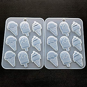 Fogun Ice Cream Cute Food Keychain Pendant Silicone Resin Mold Jewelry Tools Silicone Ice Cube Trays