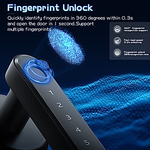 Fingerprint Smart Door Lock with App Code Backup Key Fingerprint Smart Door Knob Keyless Entry Door Lock with Handle for Home Hotel Office Apartment Bedroom Silver