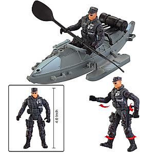 JOYIN Military Toy Set, Airplane, Pretend Play Fighter Jet with Soliders, Army Men Action Figures, Snowmobile, Kayak Boat, Army Toys for Boys Age 4-7, Kids Birthday Easter