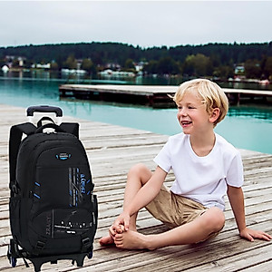 Teens Boys Middle High School Trolley Rolling Backpacks Capacity Wheeled Bookbag School Bags with Six Wheels