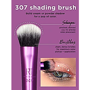 Real Techniques Cruelty Free Enhanced Eye Set, Eyeshadow and Brow Brushes, Purple, 6 Piece Makeup Brush Kit