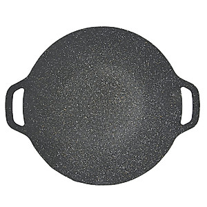 Korean BBQ Pan, Korean Barbecue Grill Pan Round BBQ Grill Pan Korean 6-Layer Coating Curved Shape for BBQ Parties