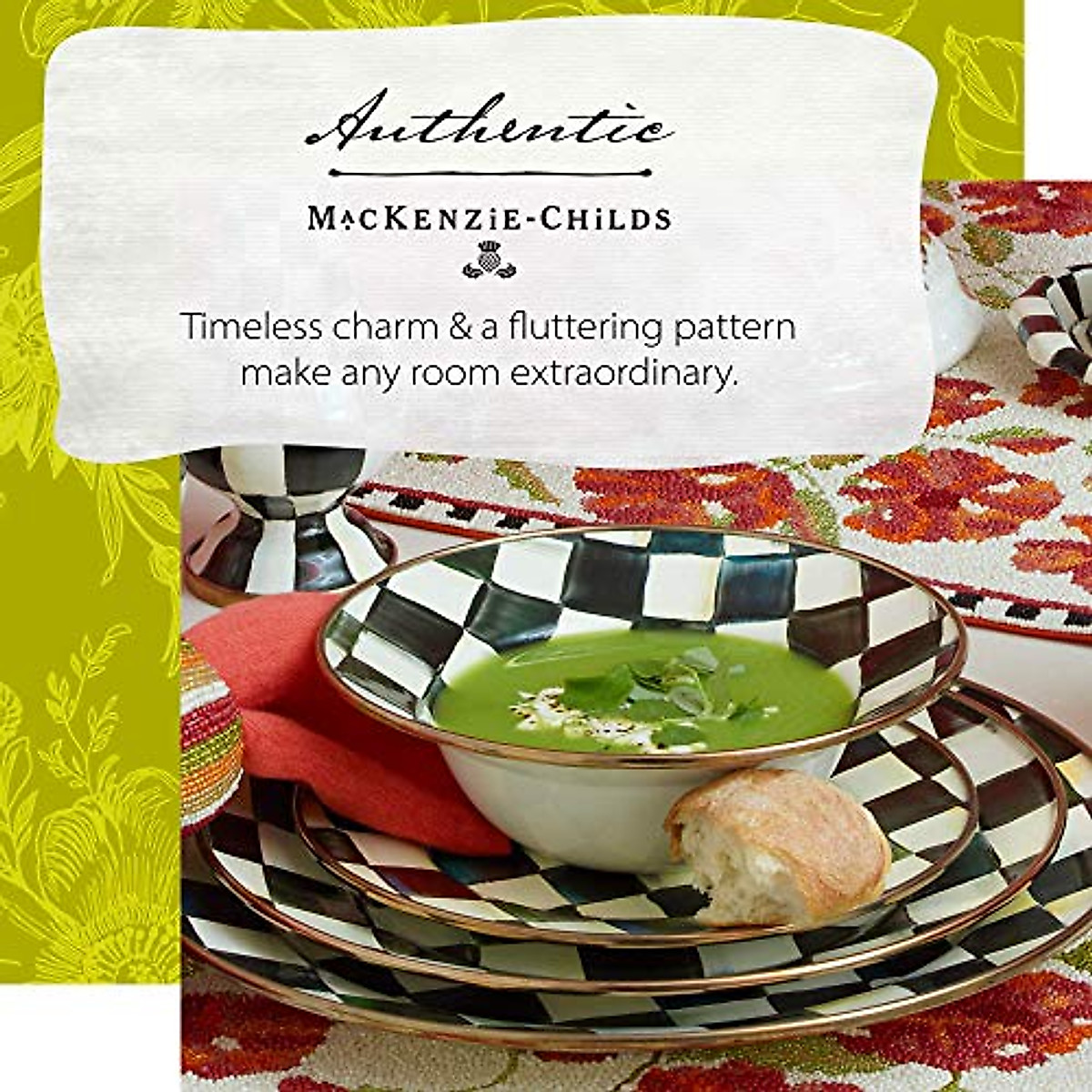 MACKENZIE-CHILDS Courtly Check Enamel Breakfast Bowl, Single Cereal Bowl