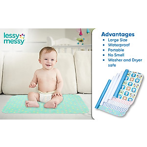 Portable Baby Changing Mat - Extra Large Waterproof Diaper Changing Pad | Machine Washable & Dryer Safe | Wipeable Surface for Easy Cleaning | Stylish Polka Dot Design