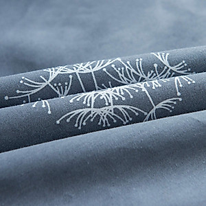 YuHeGuoJi Gray Botanical Duvet Cover Queen 100% Cotton Reversible Flower Duvet Cover 3 Pcs Set 1 White Dandelion Duvet Cover with Zipper Ties 2 Pillowcases Farmhouse Plant Print Bedding Set