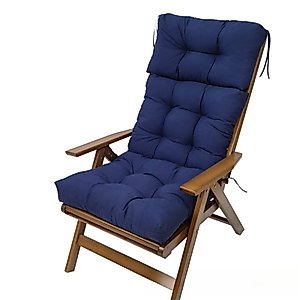 BAKAH High Back Chair Cushions Indoor Outdoor Rocking Chair Cushions with Ties Thickened Patio Chaise Lounger Swing Recliner Bench Cushion Pads Mat (Without Chair) (Blue)