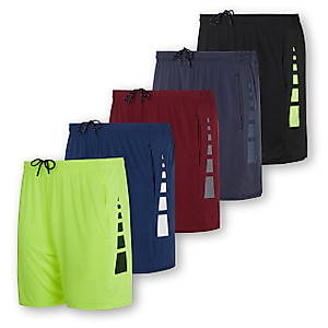 5 Pack: Mens 5 Inch Gym Shorts Running Workout Dry Fit Athletic Active Short for Men with Pockets Inseam Basketball Fitness Quick Training Summer Tennis Sport Exercise Track Casual Work - Set 2, L