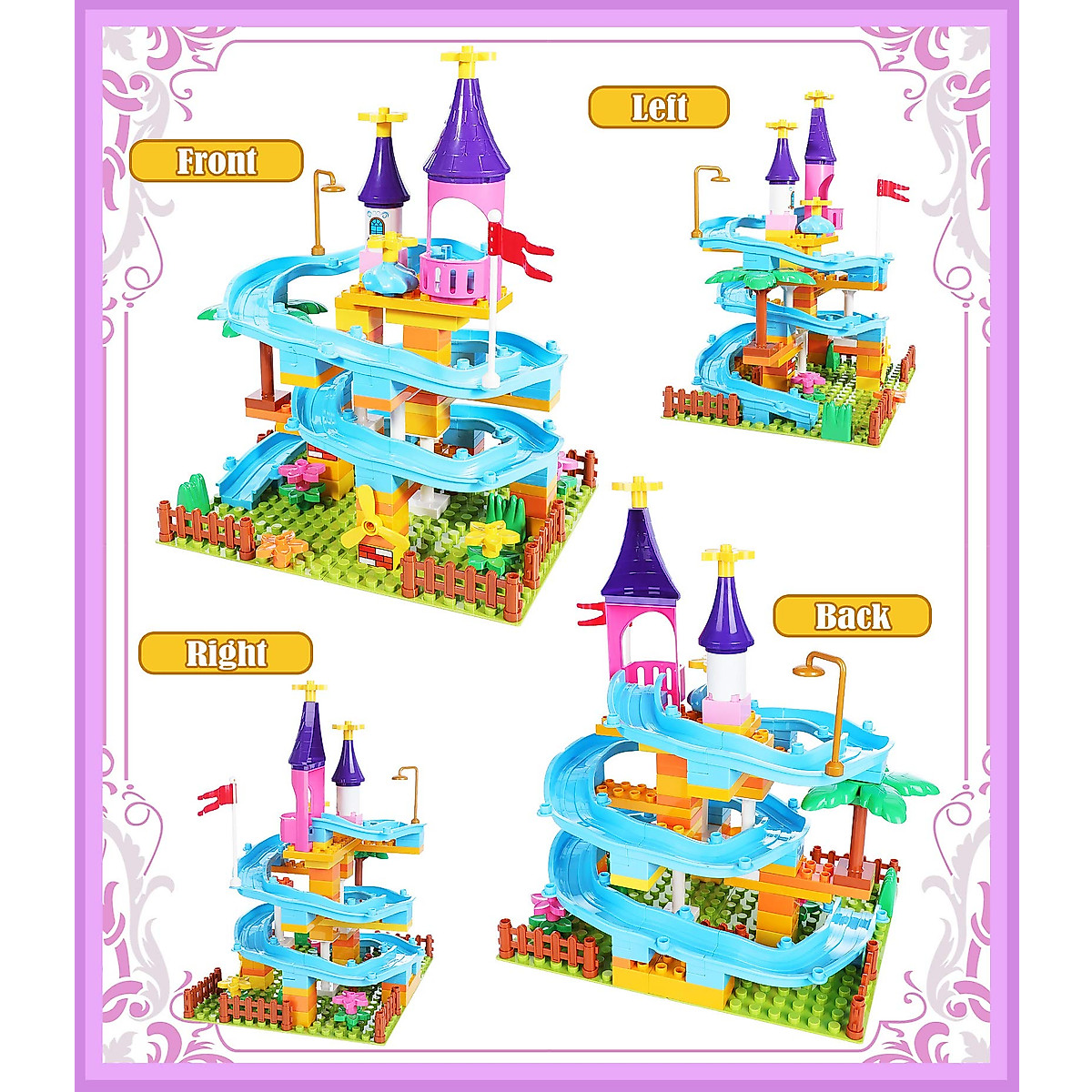 Marble Run Toy Building Sets, 86Pcs Castle Building Duplos for Age 3+, Marbles Track Building Toys, Large Building Bricks Race Track STEM Educational Toys for Toddler Boy Girl Birthday Toys Gifts