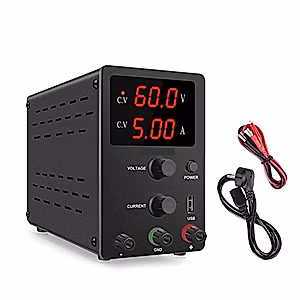 DC Power Supply, DC Laboratory 60V5A Regulated Adjustable Power Supply Professional Voltage Regulator Stabilizer Switching Bench Source,Electroplating DIY(60V 5A White)