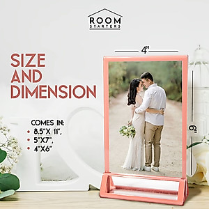 ROOM STARTERS Rose Gold 4x6 Acrylic Sign Holders (6-Pack) for Weddings & Events - Acrylic Table Number Holder, Photo Frames for Wedding Reception Table Menu Holder