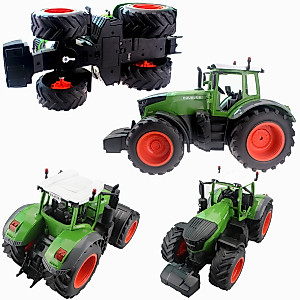 Fistone RC Truck Farm Tractor 2.4G 1:16 High Simulation Scale Construction Vehicle Remote Control Toy with Lights and Sounds Kids Toy Hobby Model