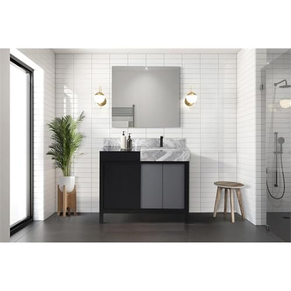 Lexora Home Zilara 42" Single Marble Top Bathroom Vanity with Gun Metal Faucet