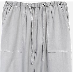 perdontoo Mens Casual Cotton Linen Pants Elastic Waist Drawstring Straight Summer Beach Pants (X-Large, Grey)