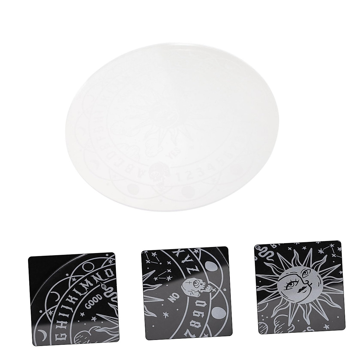 DOITOOL 3pcs Pendulum Dashboard Desk top Decor Tabletop Decor Witch Decor Portable Divination Board dowsing Divination Board Acrylic Divination Message Board Divination Crafts Props Letter