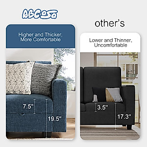 ABCASA 38.5 Oversized Accent Chair with Storage Blue Chenille, Single Modern Accent Sofa Chair with Arms for Apartment Living Room (21" Deep Seat)