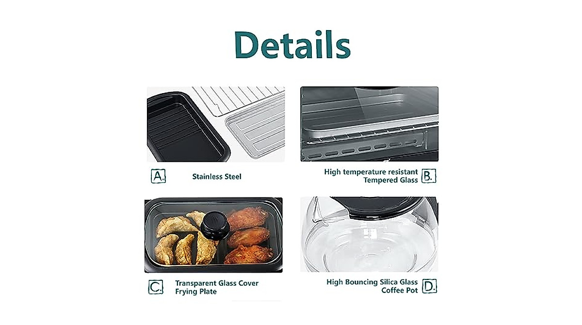 Multifunction Breakfast Station 3-in-1 Toaster & Coffee Maker for Small ...