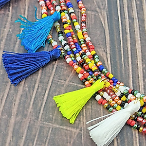 Bocar Long Multiple 6 Strand Handmade Beaded Statement 31" Necklace with Tassel Pendant for Women (NK-10579)