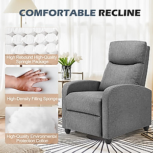 Recliner Chair for Adults, Massage Reclining Chair for Living Room, Adjustable Modern Recliners Chair, Home Theater Seating Single Sofa Recliner with Padded Seat Backrest（Grey）