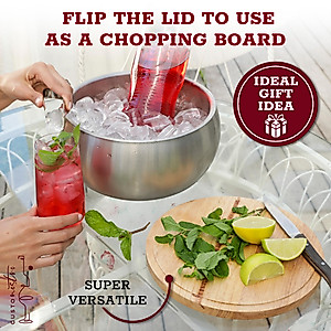 Gusto Nostro 4.1L Insulated Ice Bucket with Lid and Tongs, Double Wall Stainless Steel Ice Bucket Large, BPA Free Ice Bucket for Cocktail Bar, Keeps Champagne, Wine, Beer Chill for Parties