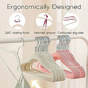 Sleek Pick Premium Children Hangers Velvet Ivory, 70 Pack,7.9 x 13.8” Non-Slip Felt Hangers, Heavy Duty Ultra Slim Kids PreTeen Hangers, Space-Saving Hangers 360 Hooks, Contoured Notched Shoulders