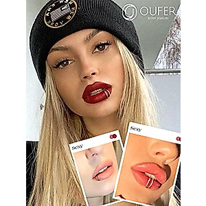 OUFER Conch Piercing Jewelry, 16G Conch Hoop Earrings, Stainless Steel Lip Ring Hoops, with Double Row Diamonds Helix Lobe Piercing Jewelry for Women Men-16G 12MM